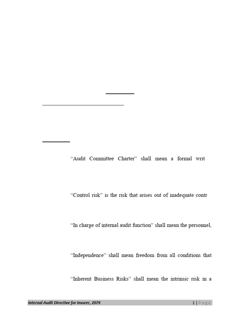Internal Audit Directive for Insurers, 2079 B.S. | PDF | Internal Audit ...