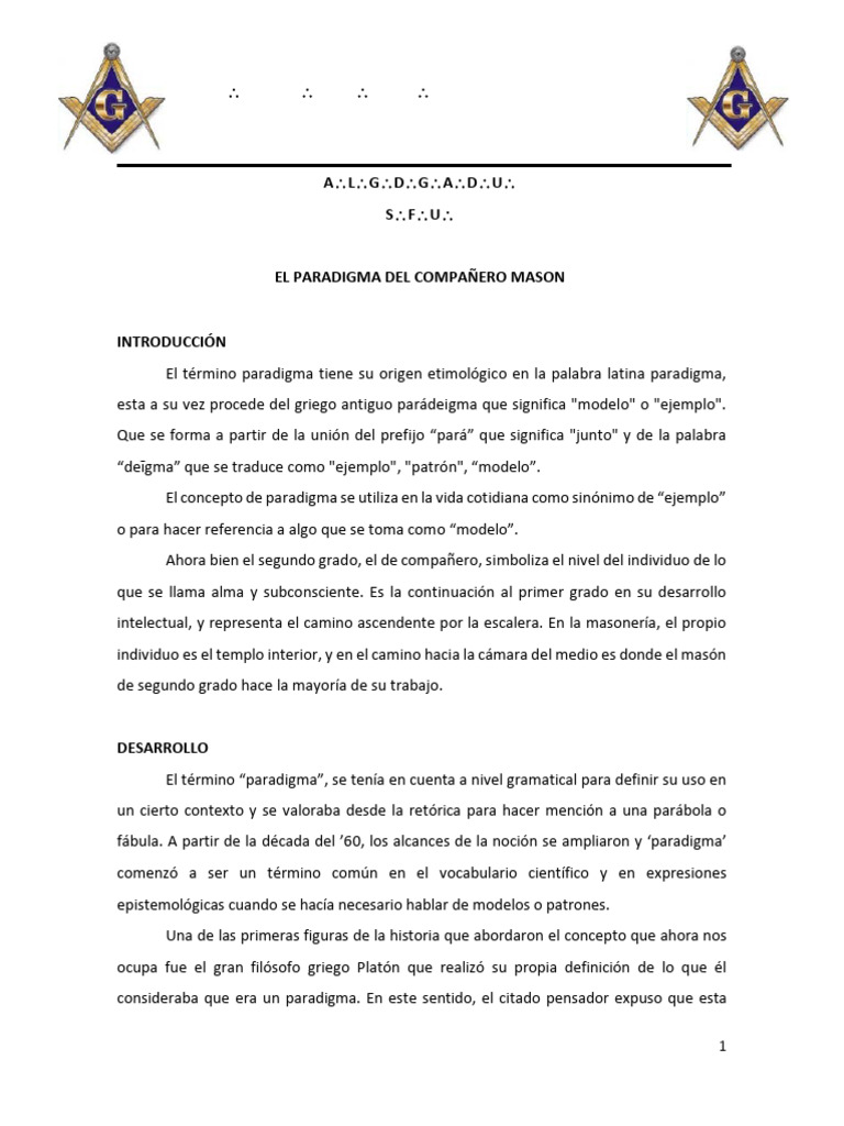 Paradigma del Compañero Masón | PDF | Paradigma | Comportamiento
