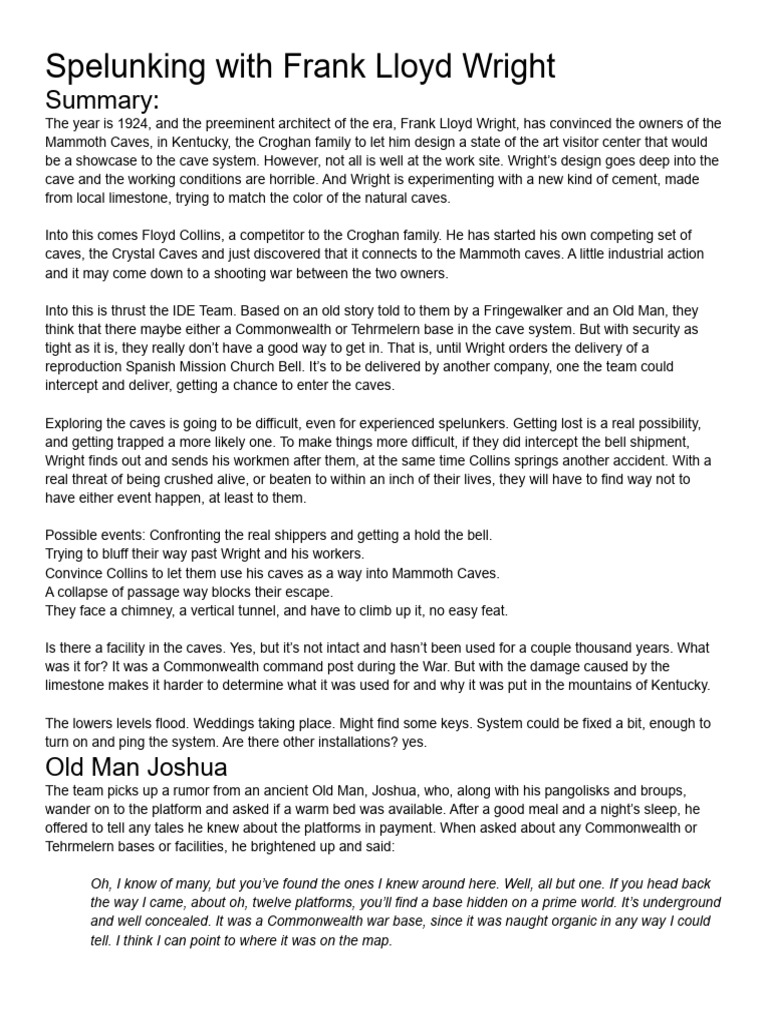 Fringeworthy - Spelunking With Frank Lloyd Wright | PDF