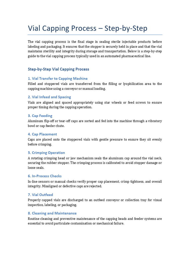Vial Capping Process | PDF