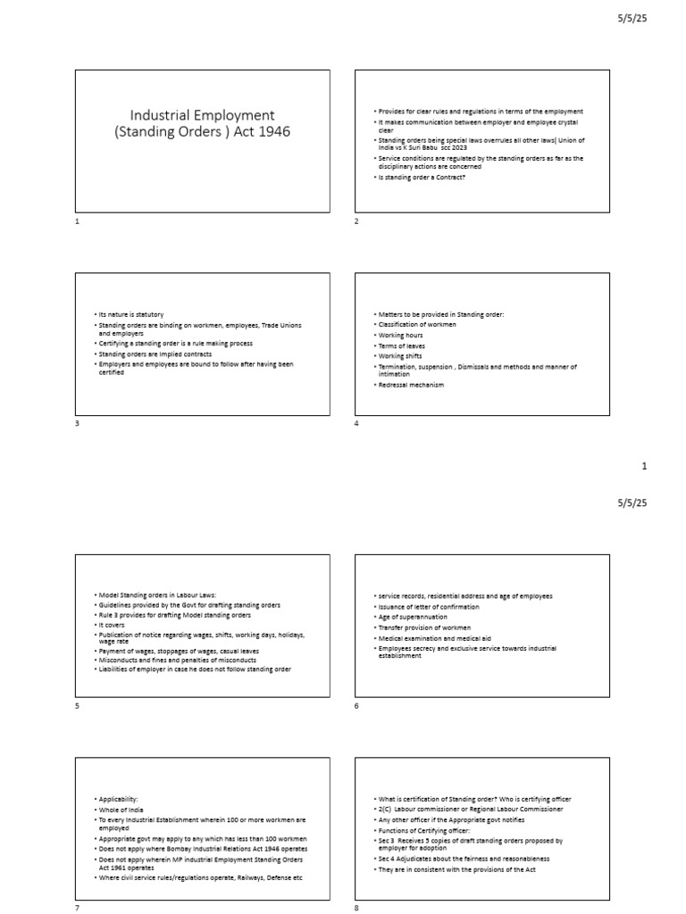 Industrial Employment (Standing Orders) Act 1946 | PDF | Employment ...