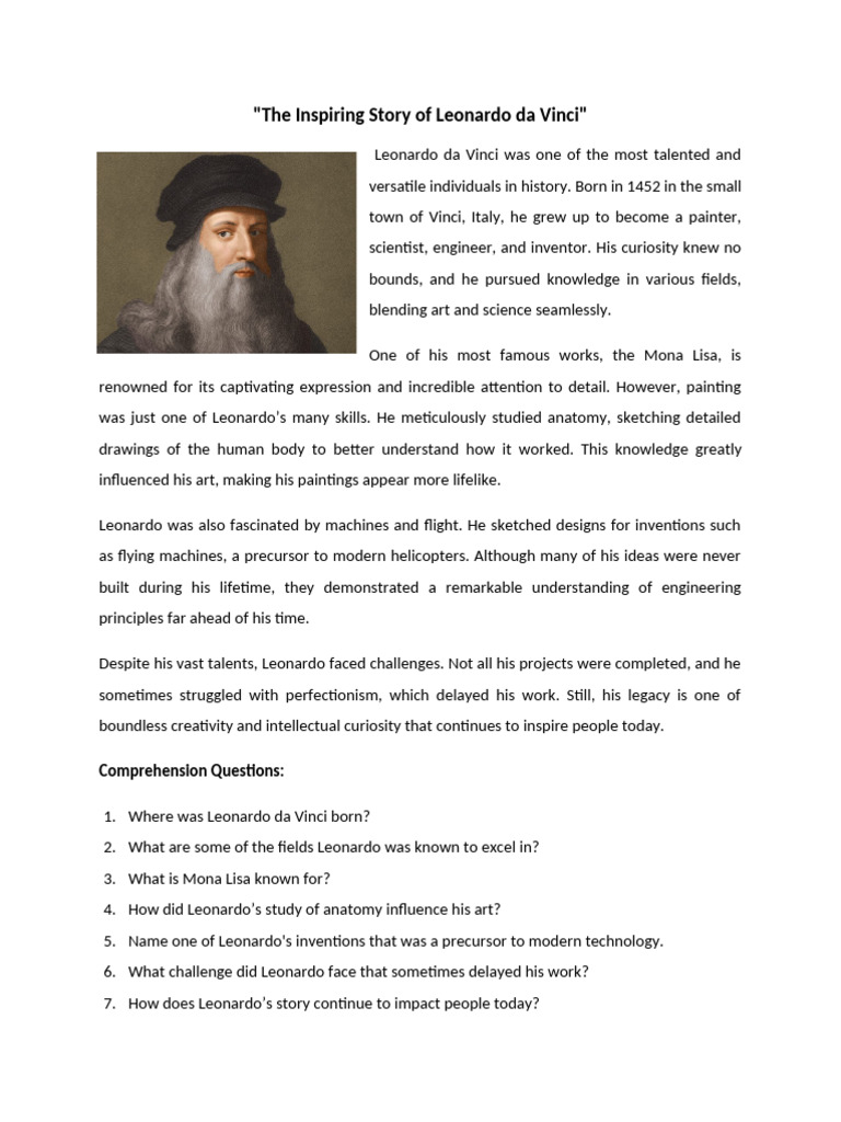 The Inspiring Story of Leonardo Da Vinci | PDF