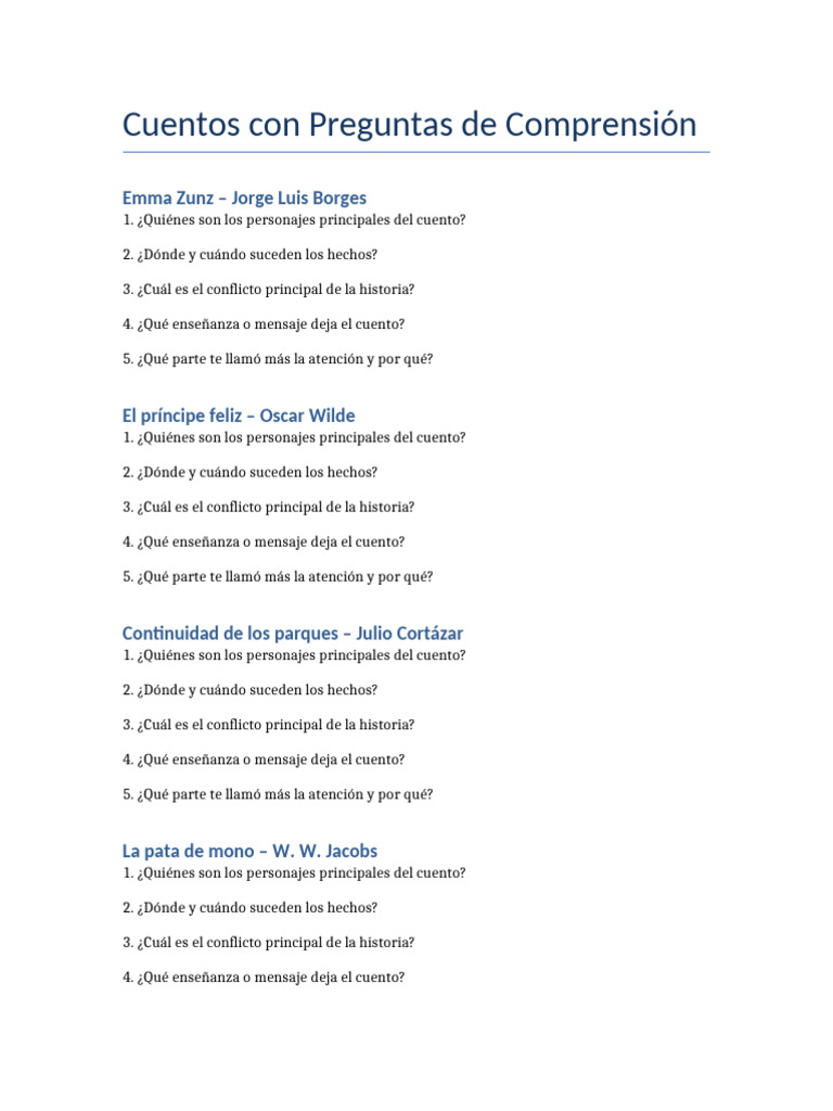 Preguntas de Comprensión | PDF