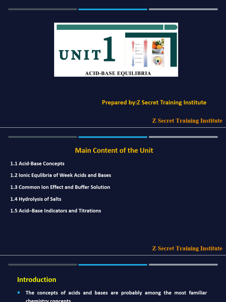 Grade 12 Chemistry Unit 1 | PDF | Ph | Acid