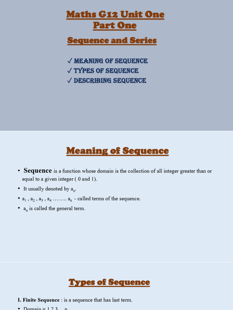 Maths G12 Unit One (Part 1, 2, 3) Short Note | PDF | Sequence | Abstract Algebra