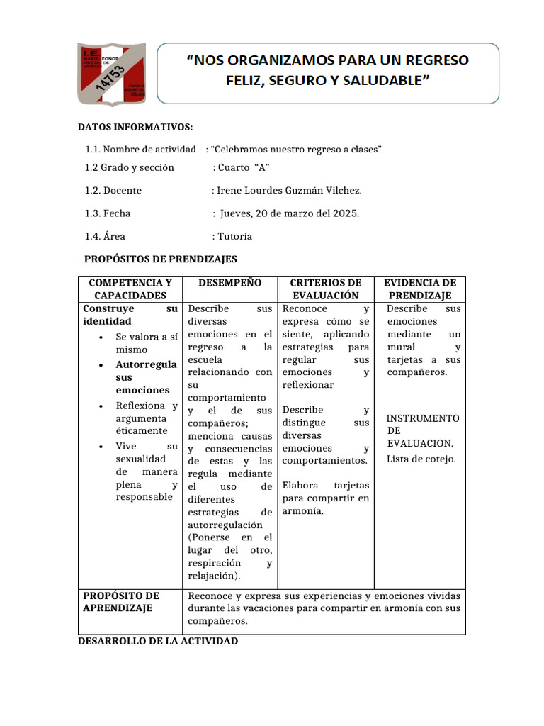 Celebramos El Regreso A Clases | PDF | Las emociones | Conceptos biologicos