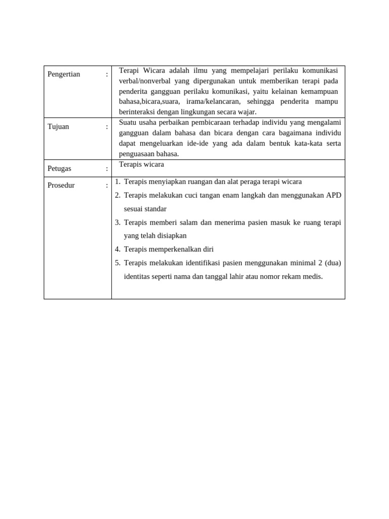 Spo Terapi Wicara | PDF