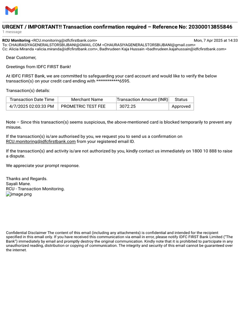 Gmail - URGENT - IMPORTANT!! Transaction Confirmation Required ...