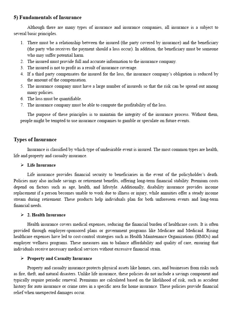 Fundamentals of Insurance | PDF | Insurance | Life Insurance