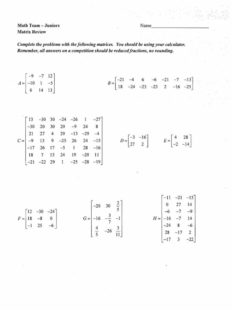 Matrix Review Problems | PDF