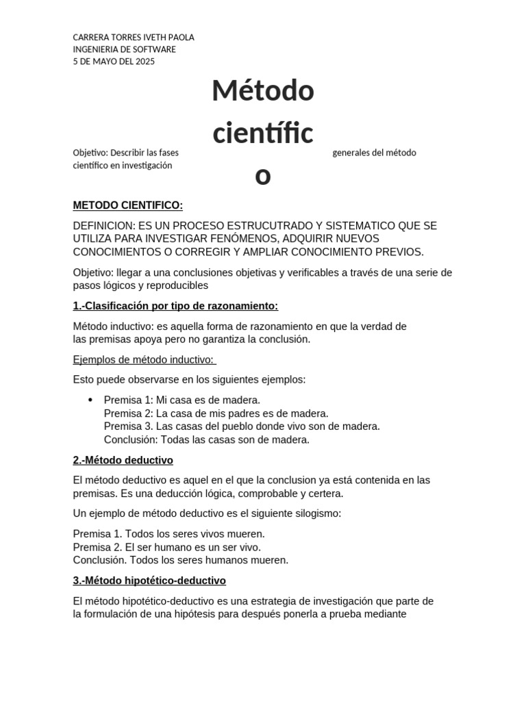 Fases del Método Científico en Investigación | PDF | Investigación ...