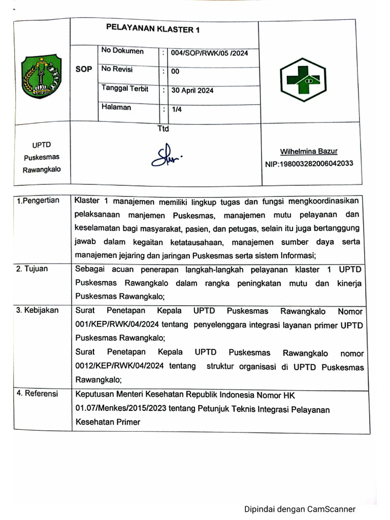 SOP Klaster 1-Digabungkan | PDF