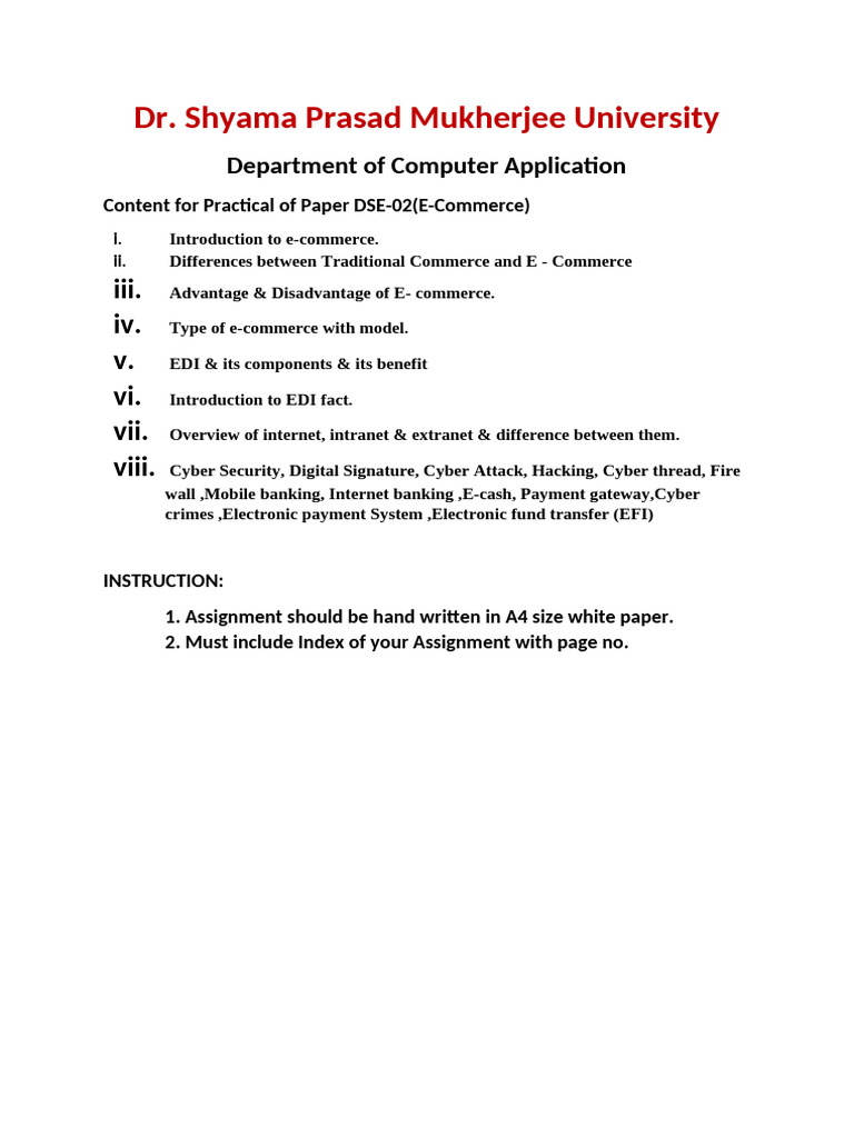 Assignment DSE2 and Practical E-Commerce PDF | PDF