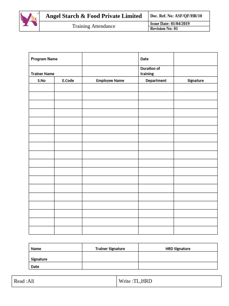 010-Training Attendance Sheet | PDF