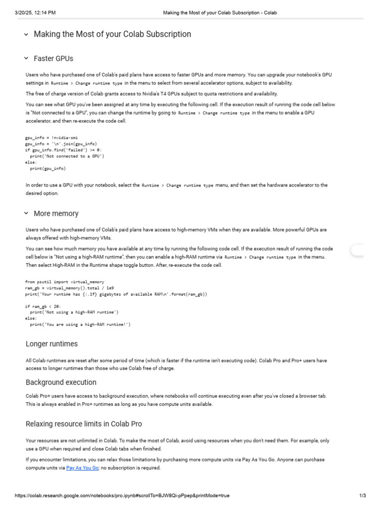 Making The Most of Your Colab Subscription - Colab | PDF | Graphics Processing Unit | Machine ...