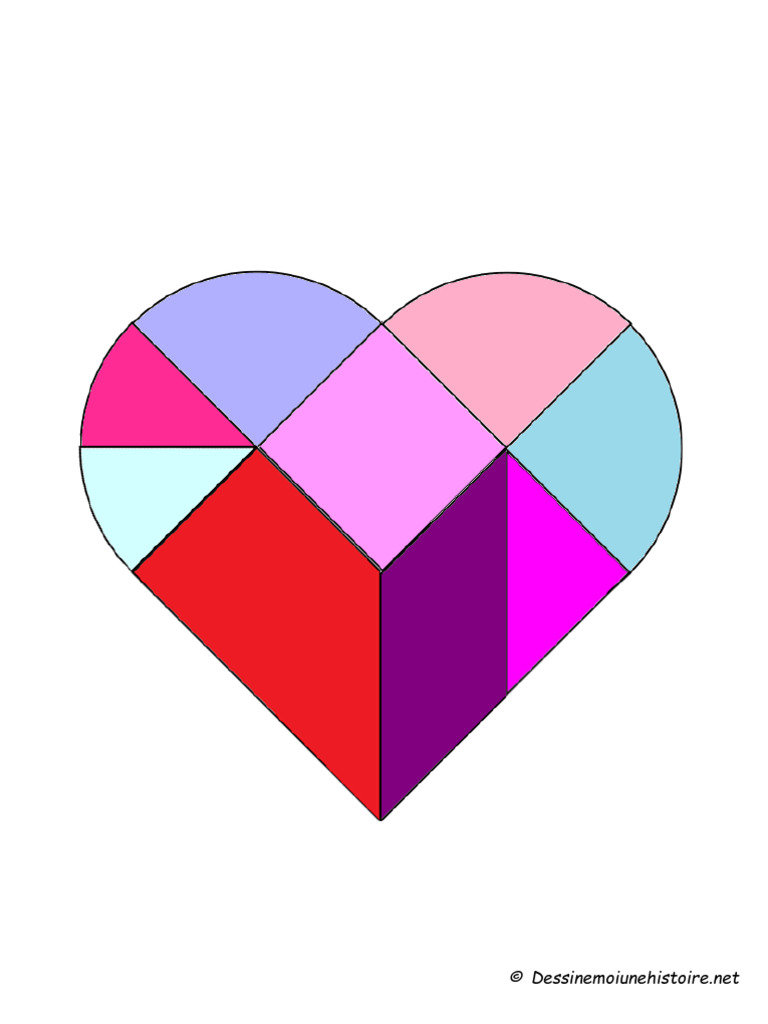 Heart Tangram Puzzles Printable Tangram Coeur à Imprimer Double | PDF