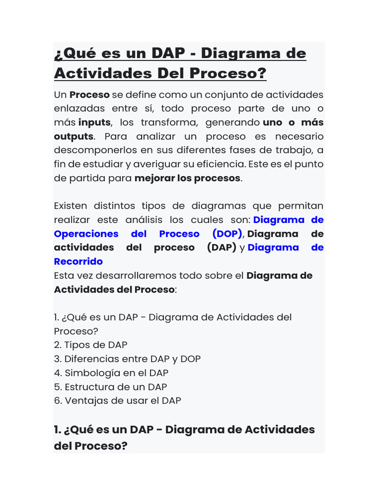 Qué Es Un DAP - Diagrama de Actividades Del Proceso | PDF