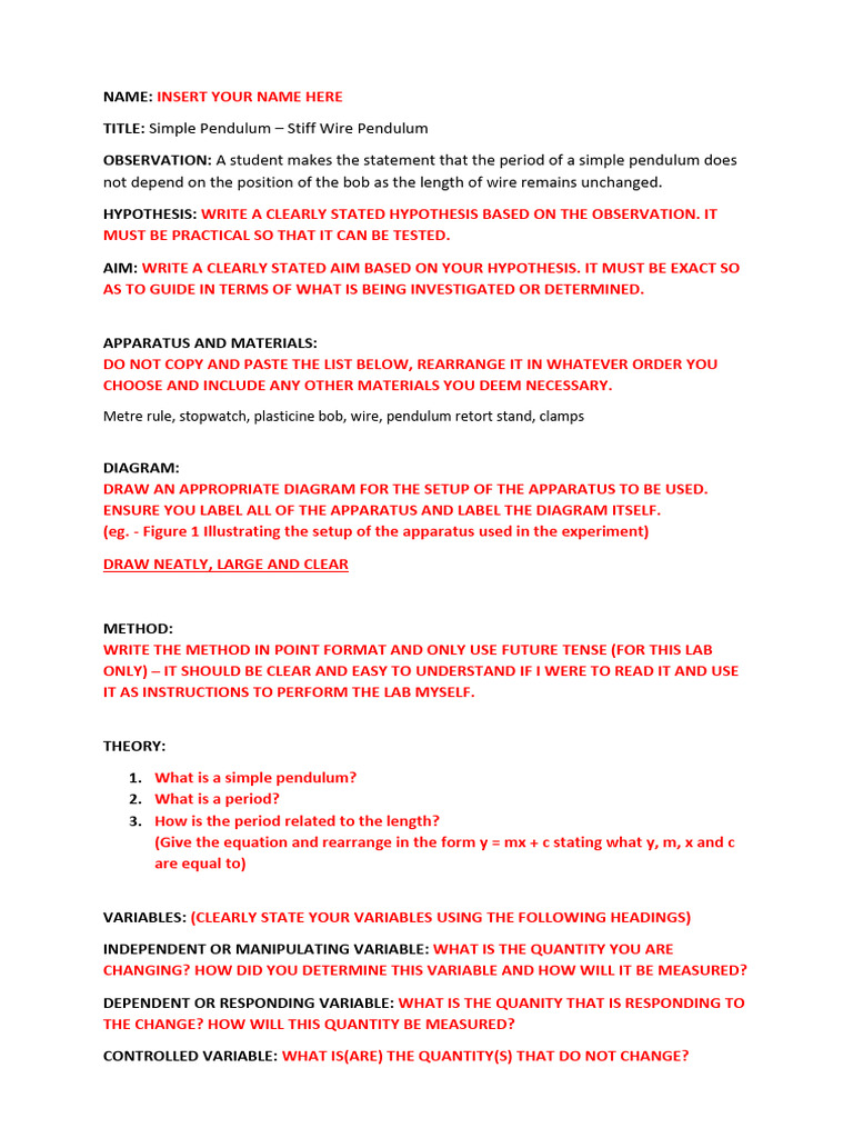 PD - Simple Pendulum - Stiff Wire Pendulum | PDF | Experiment | Pendulum