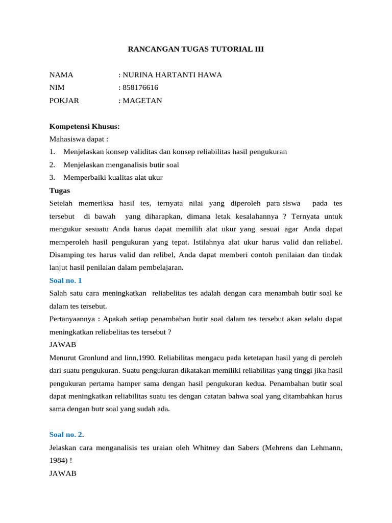 Rancangan Tugas Tutorial Iii | PDF