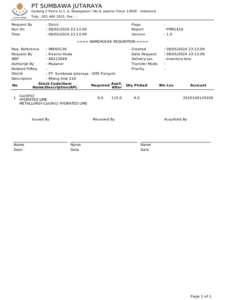 Warehouse Request | PDF