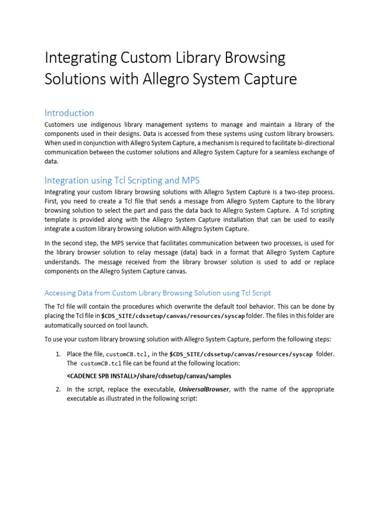 Allegro System Capture AppNote - Integrating Custom Component Browser | PDF | Software ...