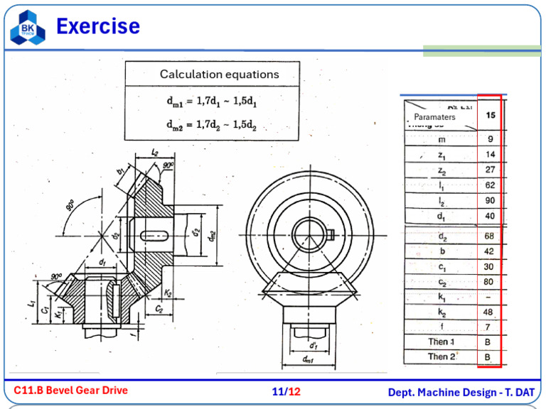Calculation Equations: 12 C11.B Bevel Gear Drive | PDF