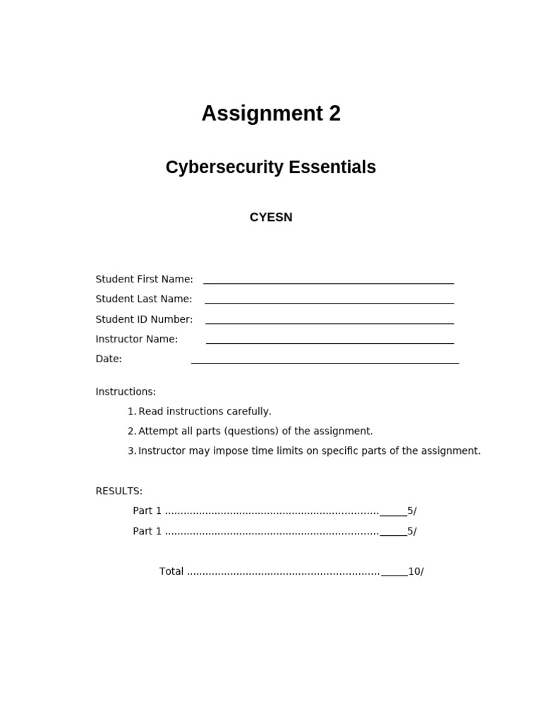 CYESN v3-0 Assignment 2 2020-0924 (1) | PDF | Computer Security | Security