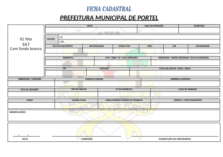FICHA CADASTRAL em Branco | PDF