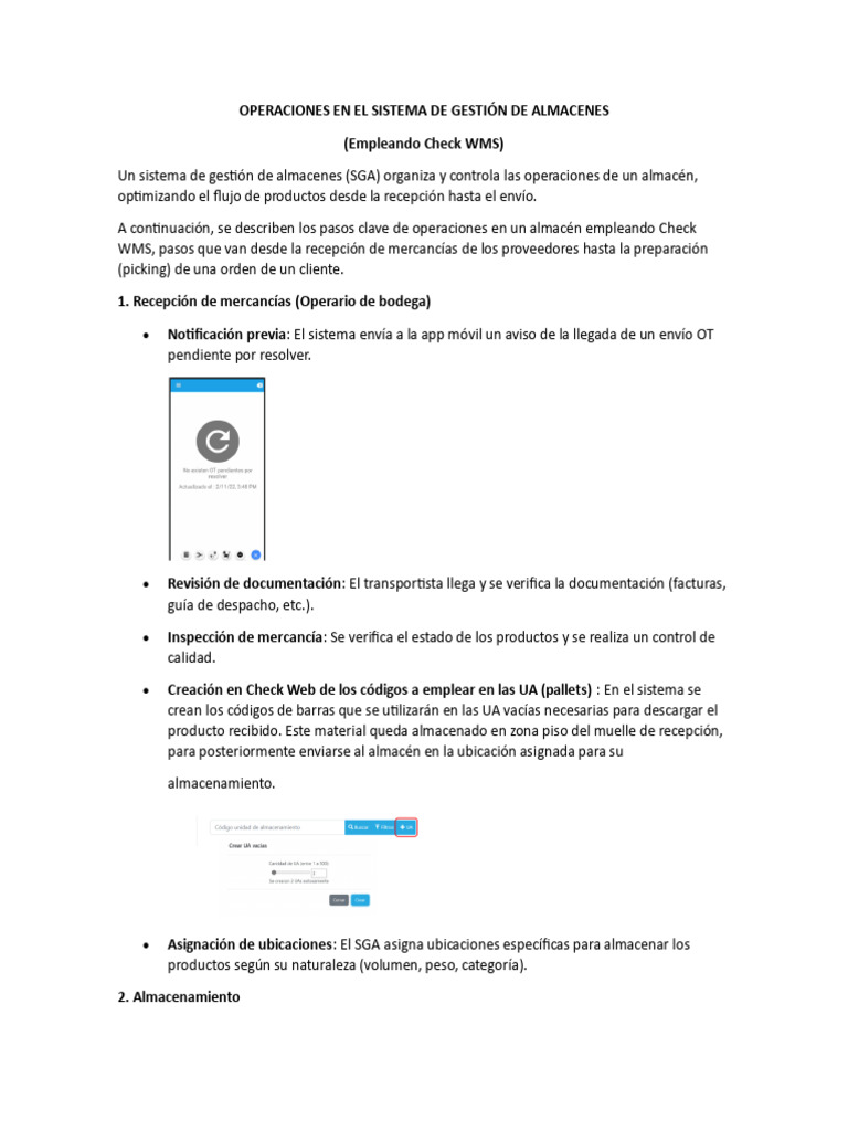 Operaciones en Check WMS: Guía Práctica | PDF | Aplicación movil | Almacén