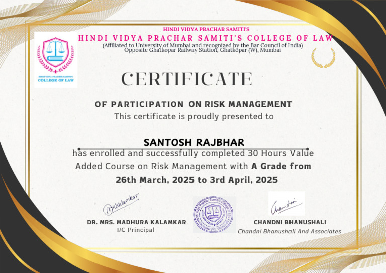 Risk Management Certificate of Participation (VAC) .PDF (3) - 100 | PDF