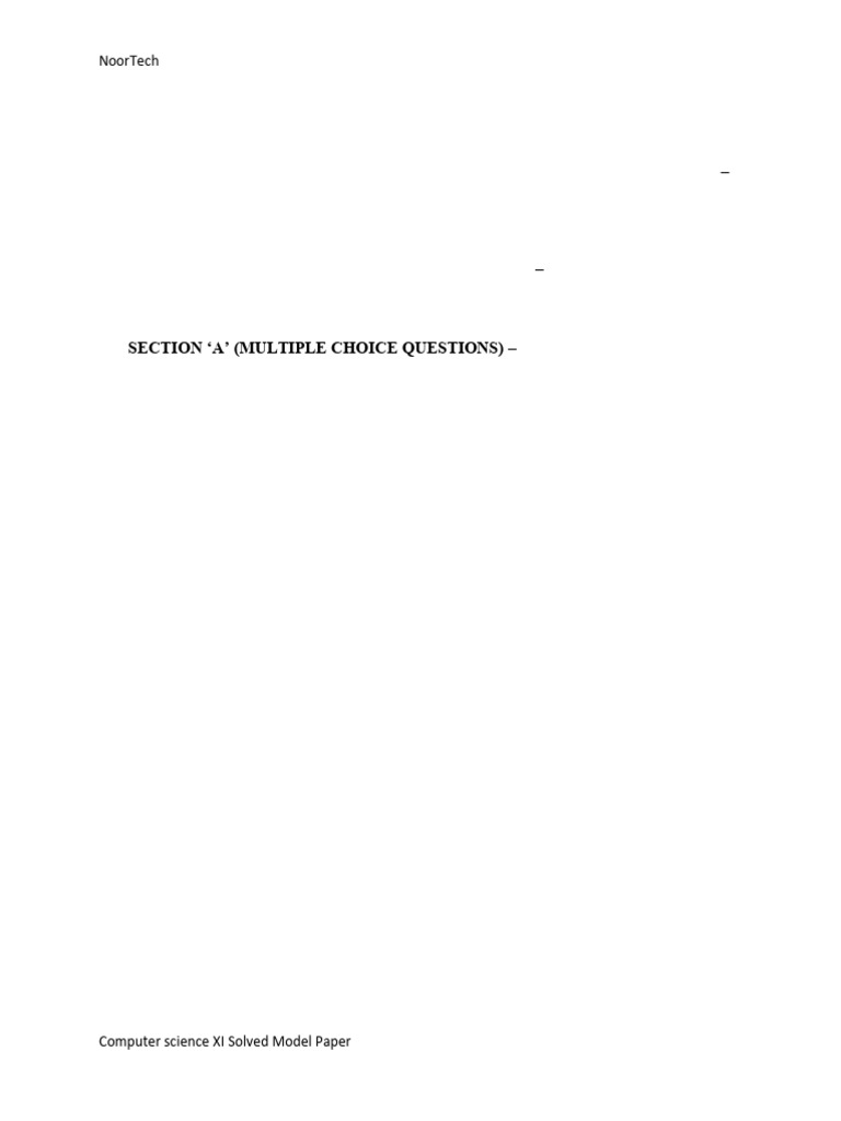 Class 11 Computer Science Model Paper 2025 | PDF | Computer Network ...