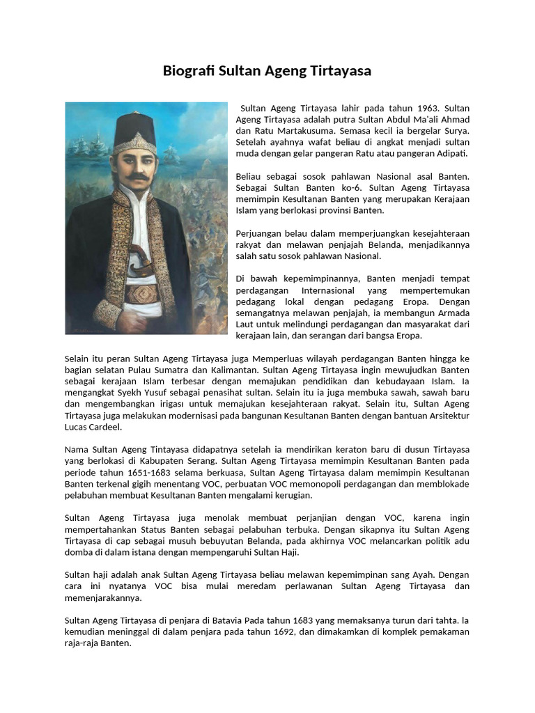 Biografi Sultan Ageng Tirtayasa | PDF