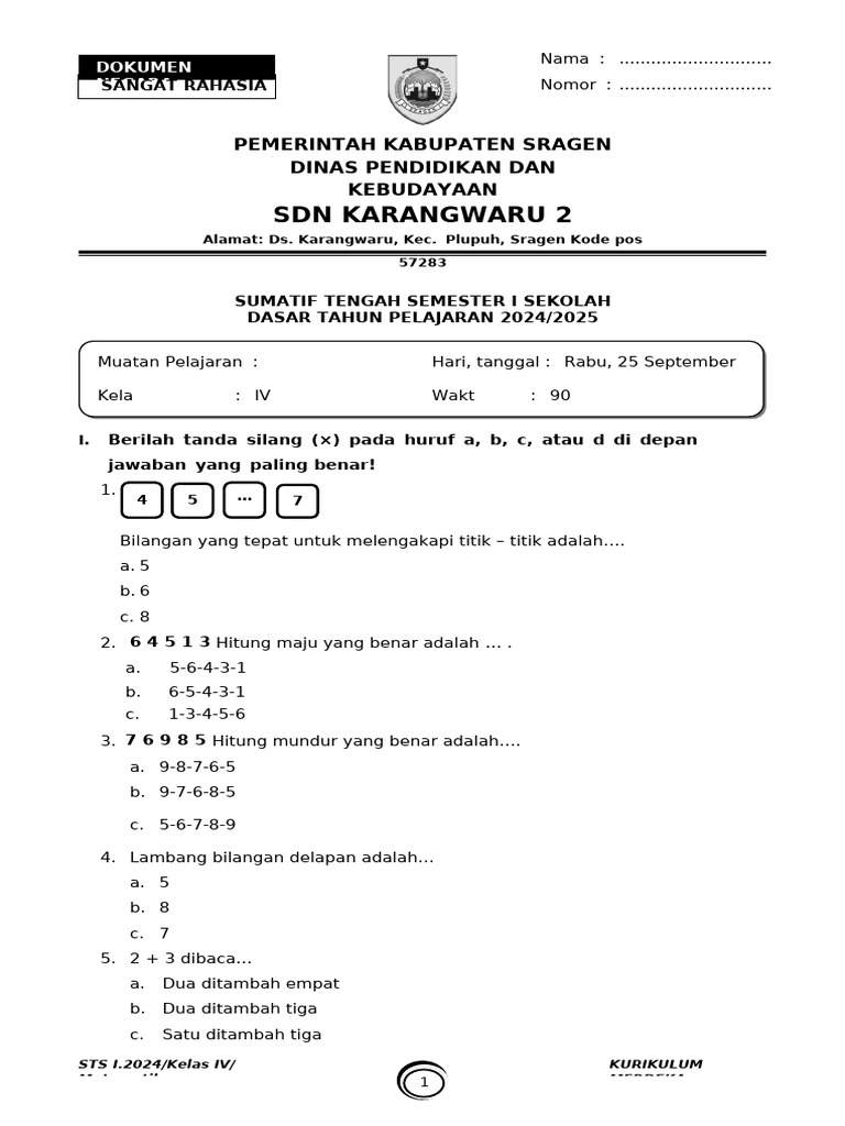 Matematika UTS 1 | PDF
