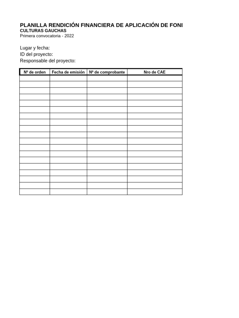 Planilla de Rendición | PDF