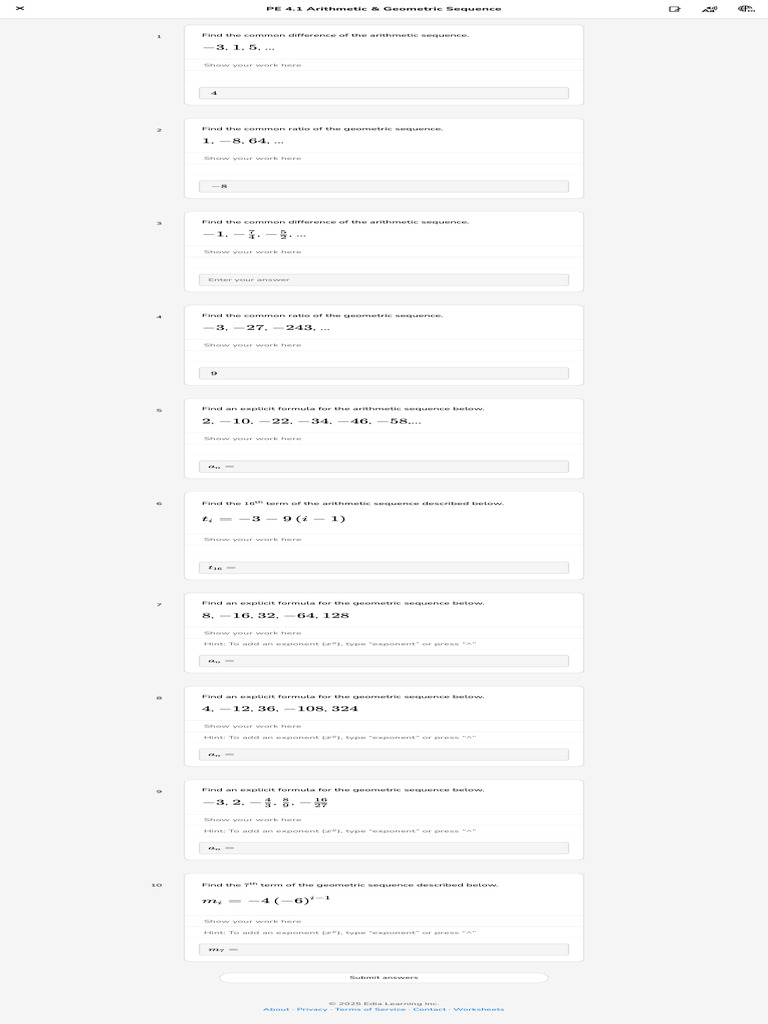 Edia PE 4.1 Arithmetic & Geometric Sequence | PDF