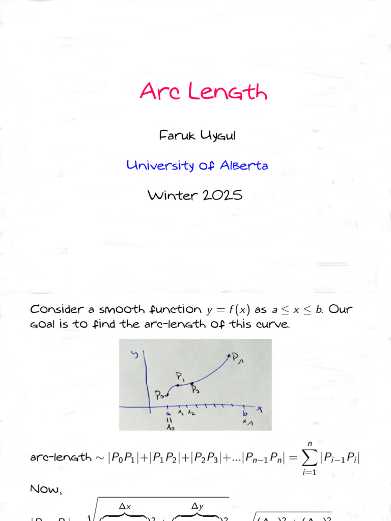 Arc Length Calculation Methods | PDF | Curve | Space