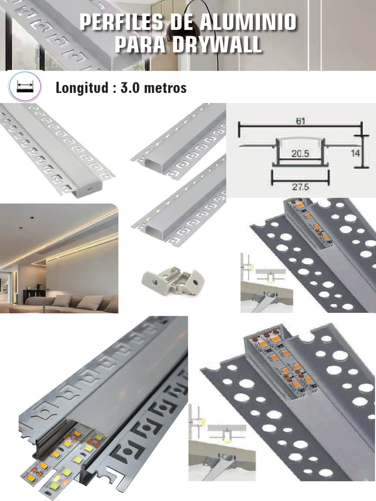 Catalogo de Perfiles de Aluminio, Melamine, Wall Panel y Drywall | PDF