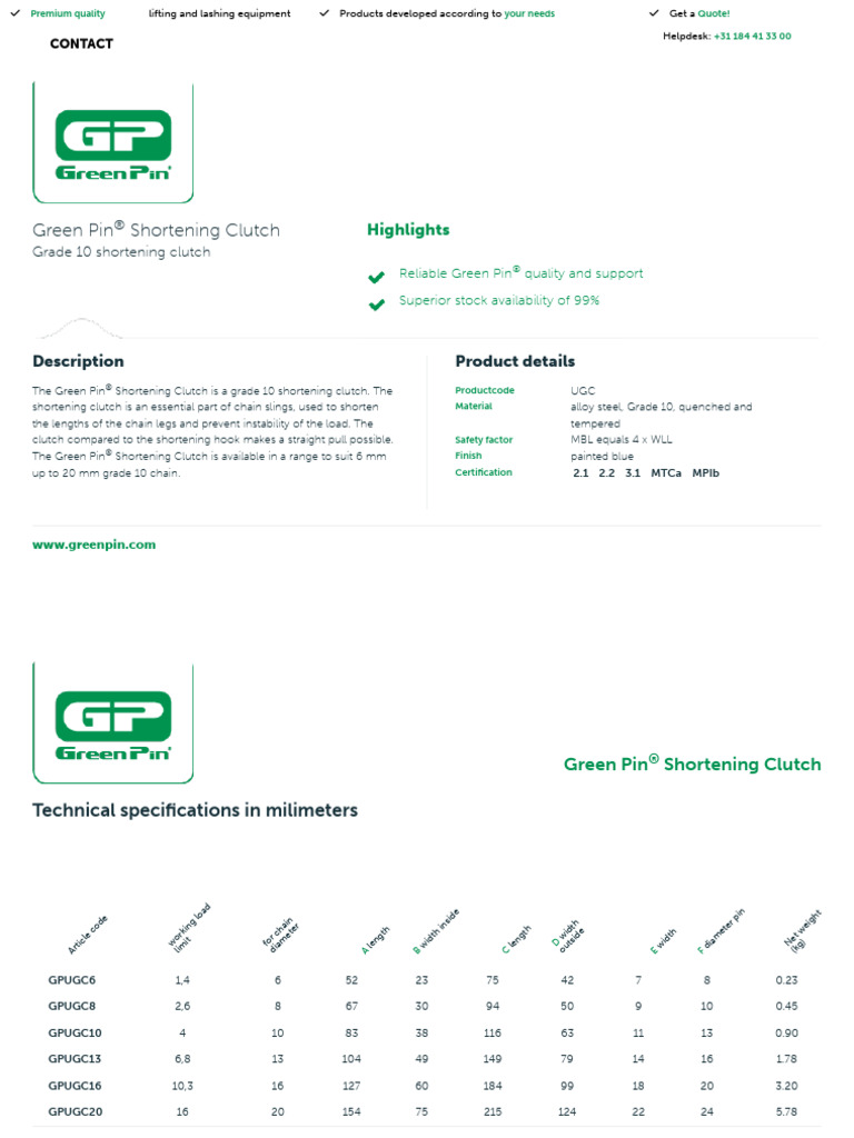 Green Pin® Shortening Clutch - Green Pin | PDF | Metals | Building ...