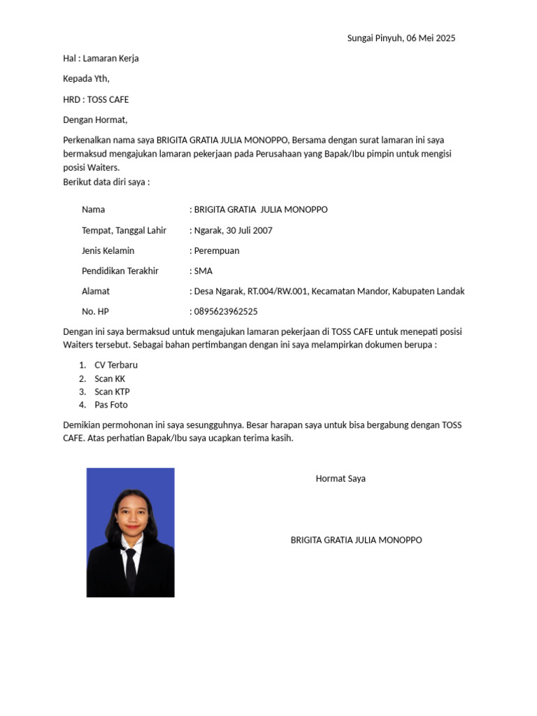 Cv.brigita Manopo | PDF