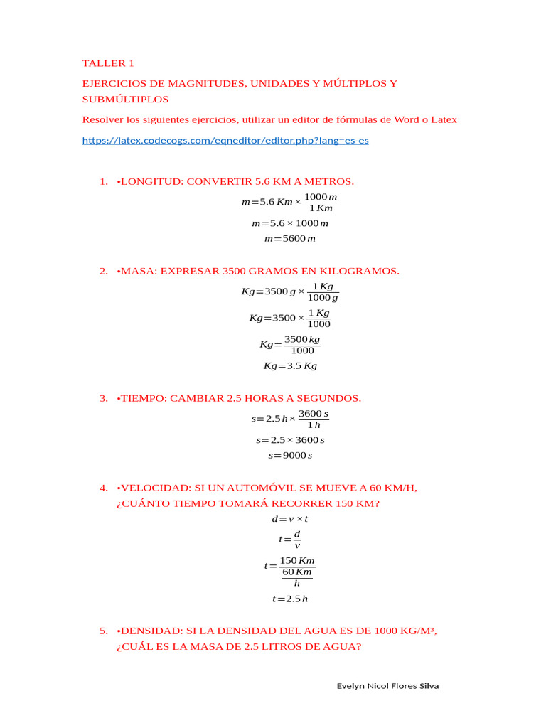 Ejercicios de Magnitudes | PDF | Pascal (Unidad) | Kilogramo