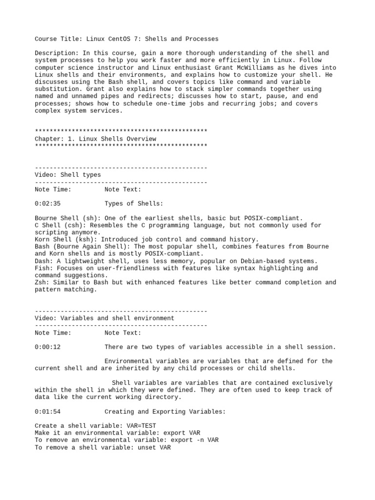 Coursenotes Linux Centos 7 Shells And Processes Pdf Process Computing Computing