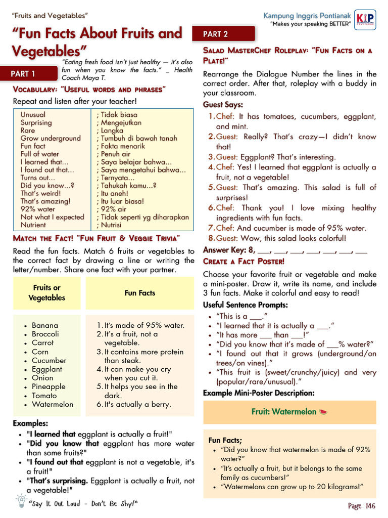Page 146-147 Fun Facts About Fruits and Vegetables | PDF