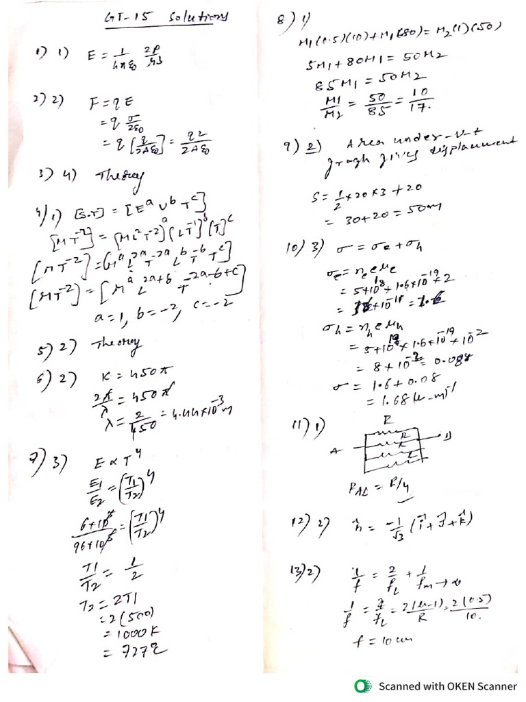GT 6 Physics Solutions | PDF