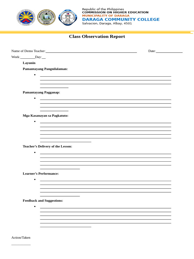 Class Observation Report | PDF