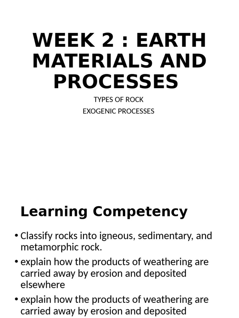 Week 2 Earth Materials and Processes Types of Rock | PDF | Rock ...