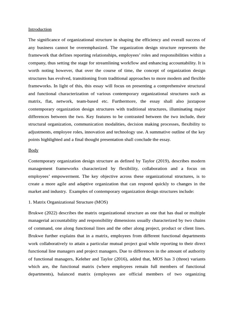 Contemporary Organizational Structures | PDF | Organizational Structure ...