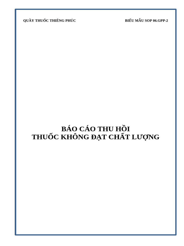 20 Bao Cao Thu Hoi Thuoc Ko Dat CL | PDF