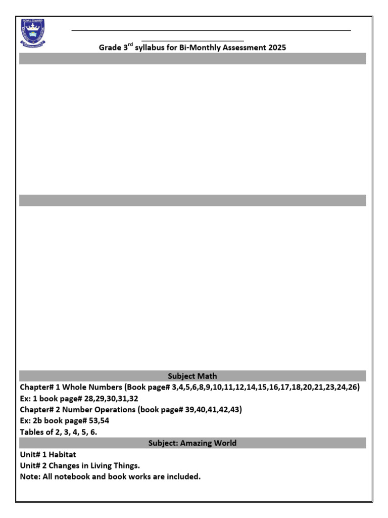 Monthly Syllabus April Math 3rd | PDF