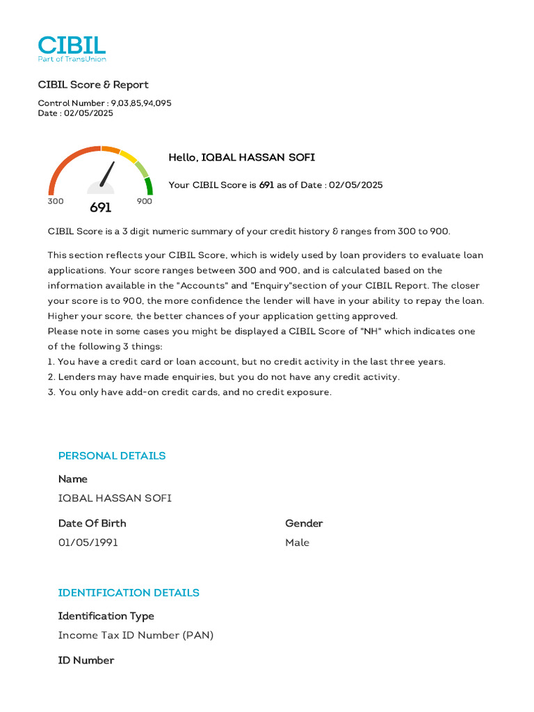 Score Report _ Cibil Dashboard | PDF | Finance & Money Management | Credit