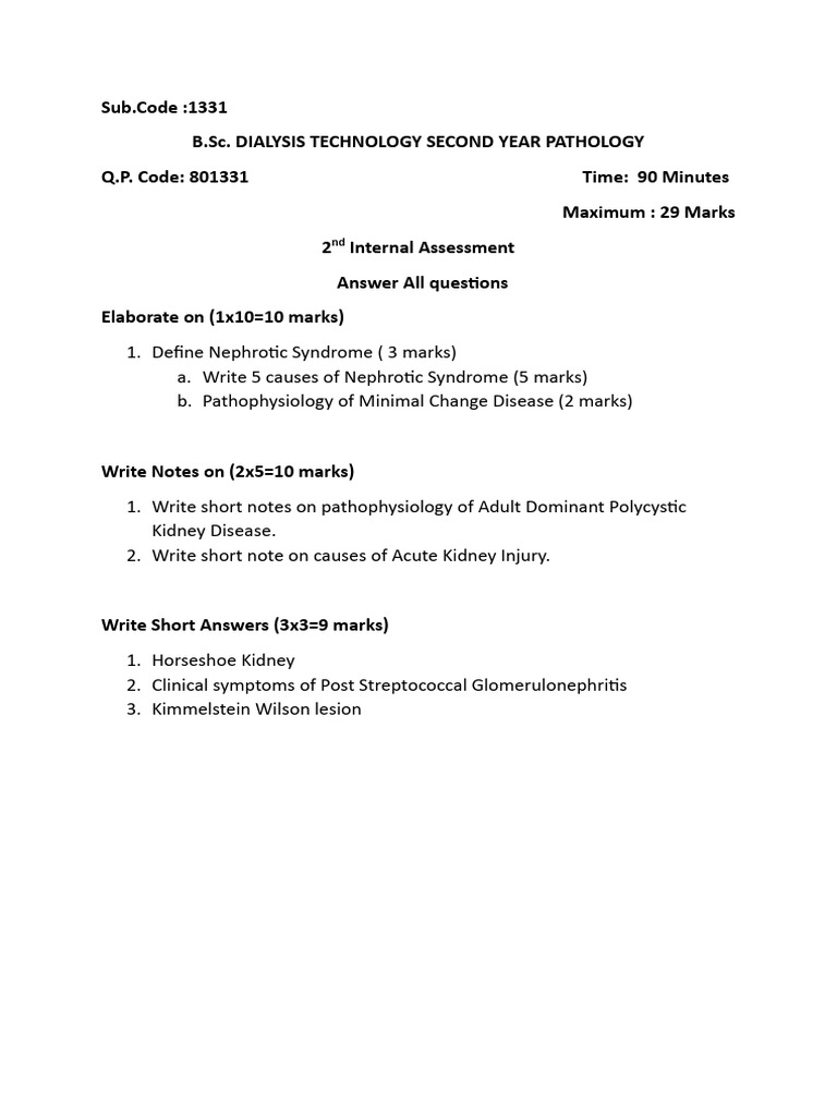 Pathology AHS Question Paper | PDF